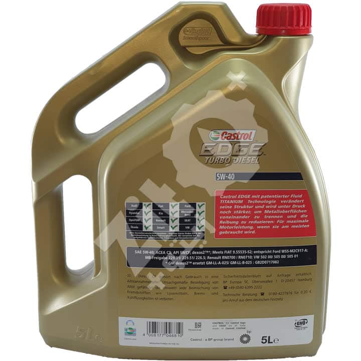 Castrol EDGE Titanium Turbo Diesel 5W40 5L (German Label) | ZitoPlus